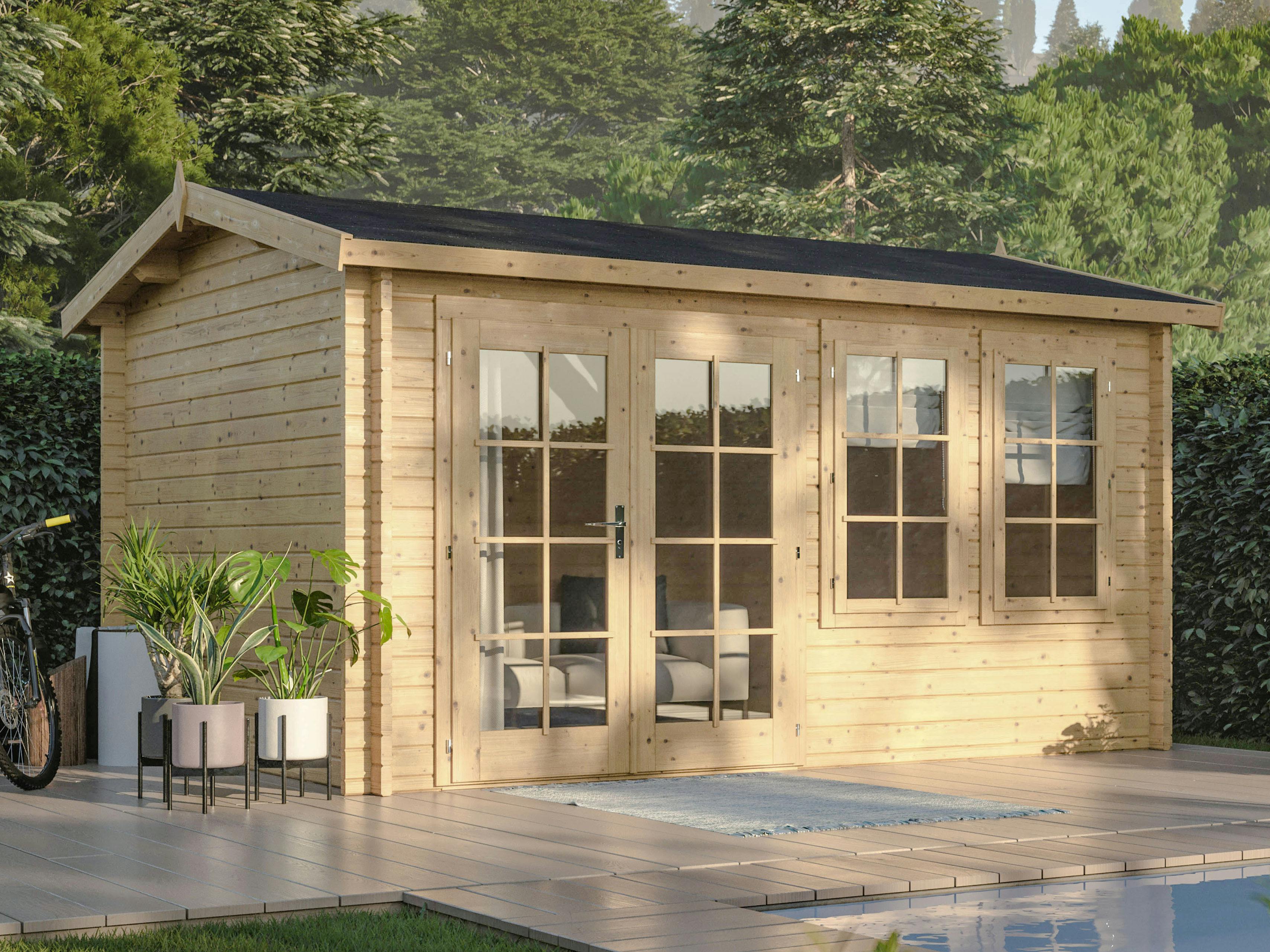 Log Cabin Garden House Iris 3.9m x 3.0m - Cabins & Studios - Sheds ...
