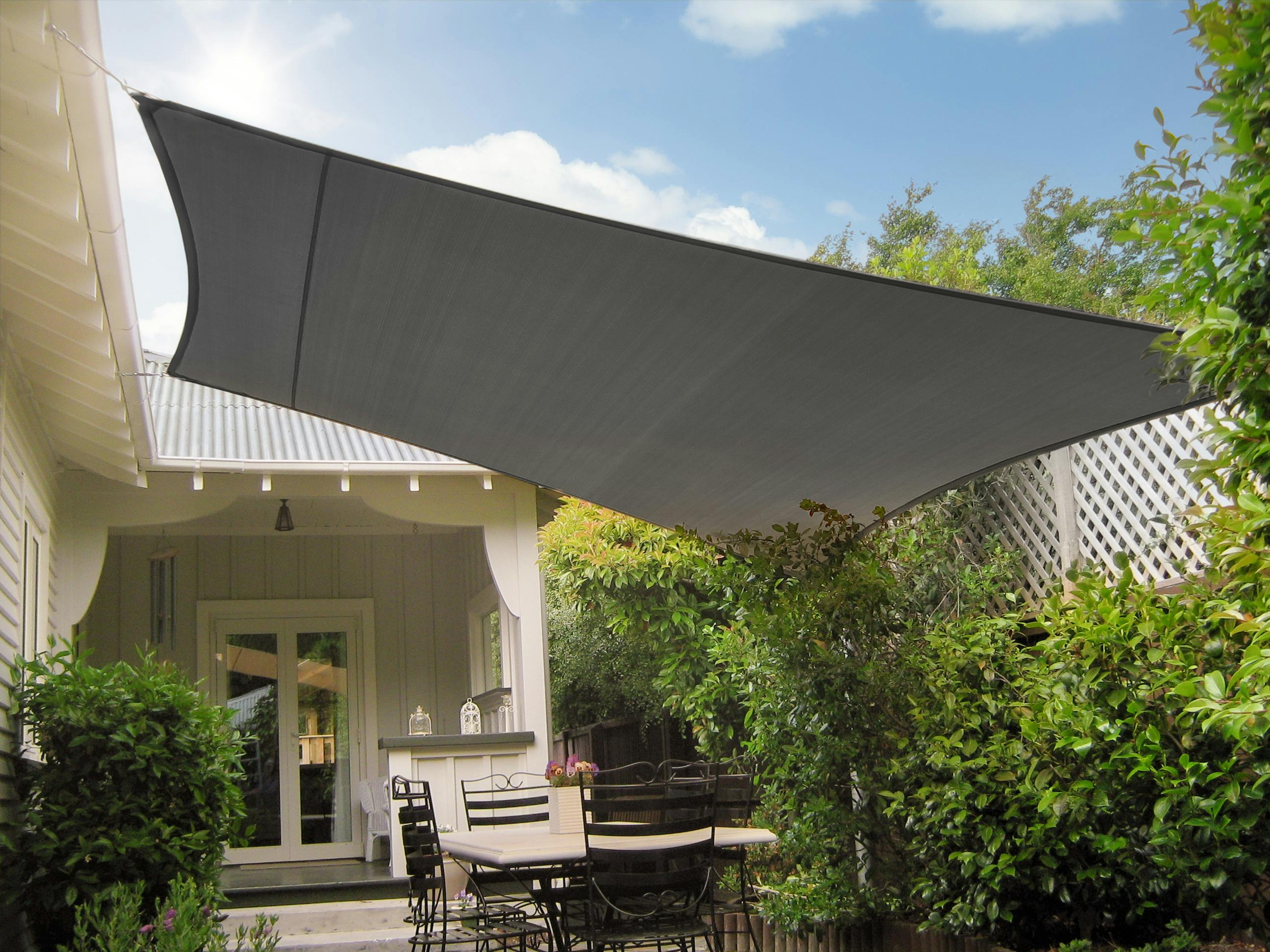 Shade Sail Square Waterproof 280gsm 5m Graphite - Shade Sails - Shade ...