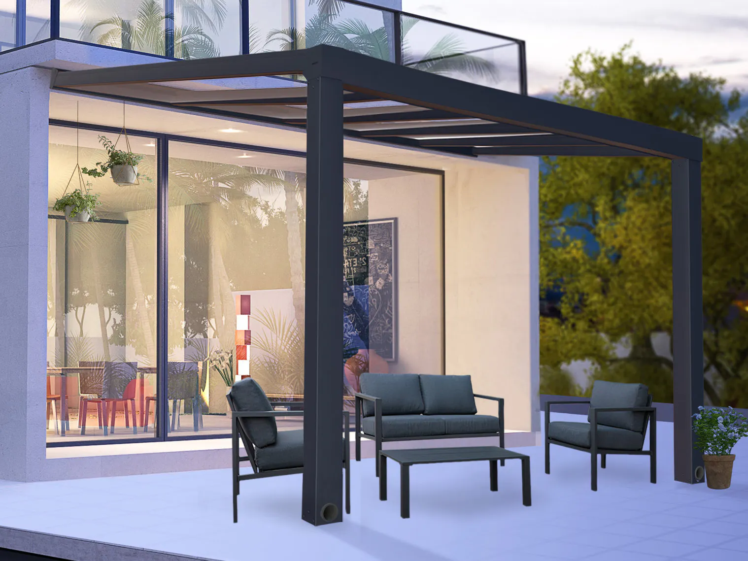 Palram Wall Mounted Patio Cover Stockholm 3.4m x 3.7m - Fixed Roof ...