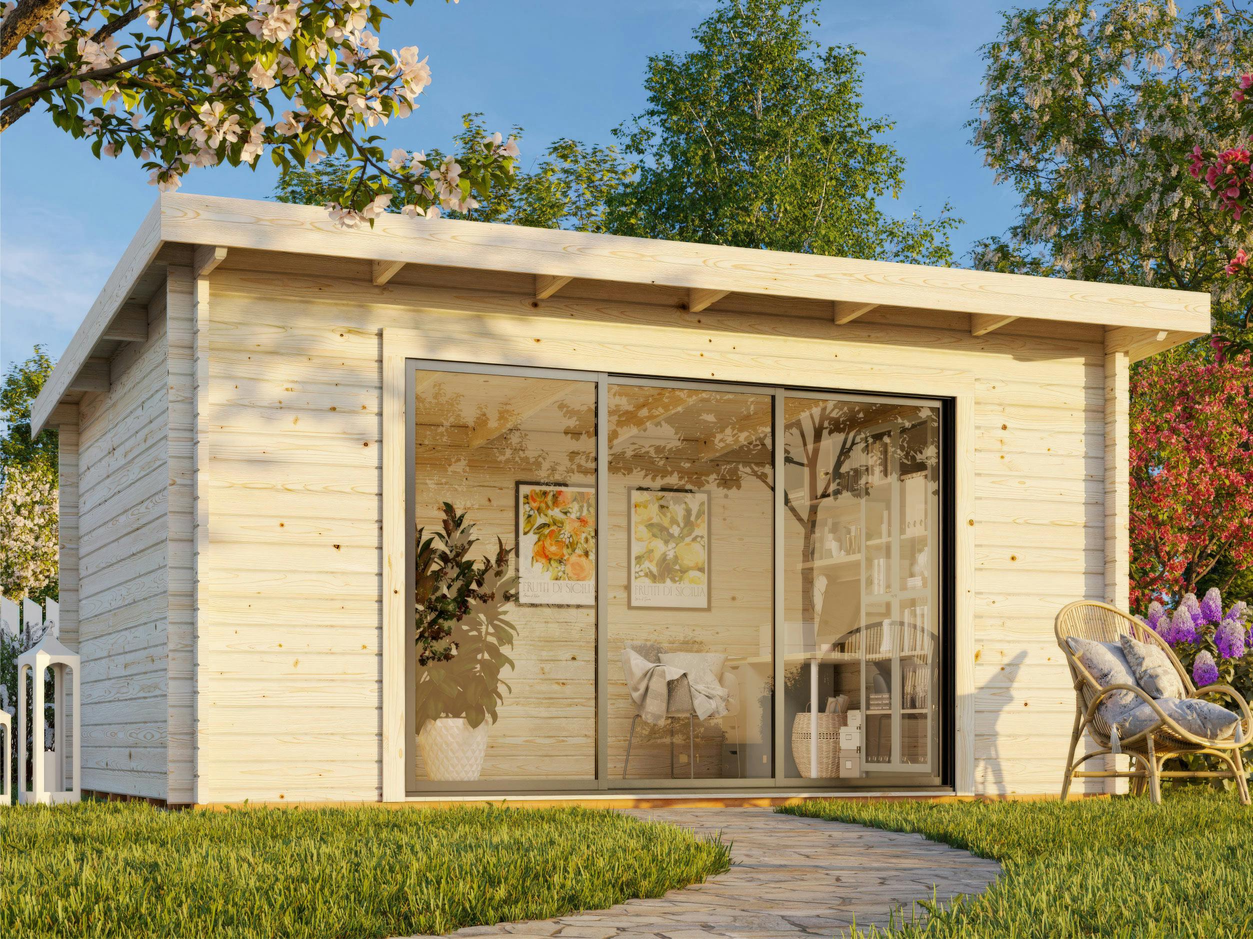 Log Cabin Garden House Lea Slide Plus 4.5m x 3.3m - Cabins & Studios ...