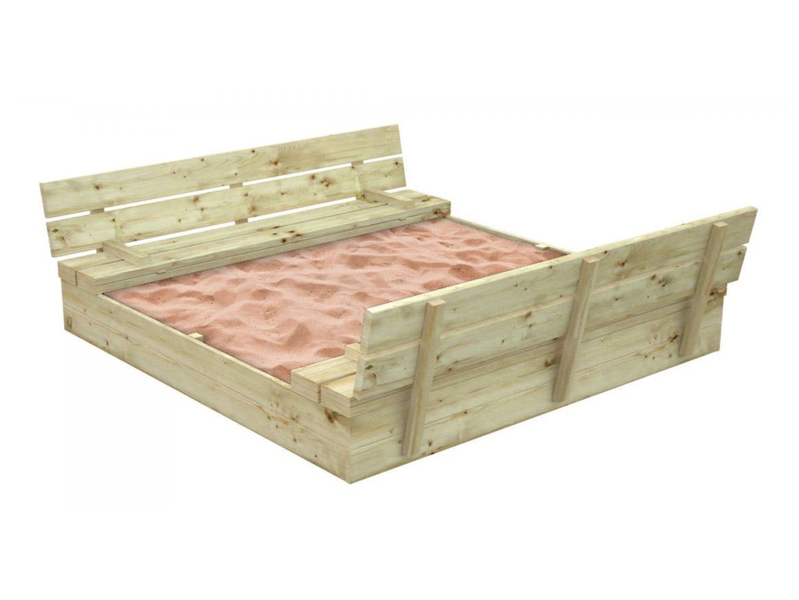 Wooden Sandpit with Seats - Easy Setup