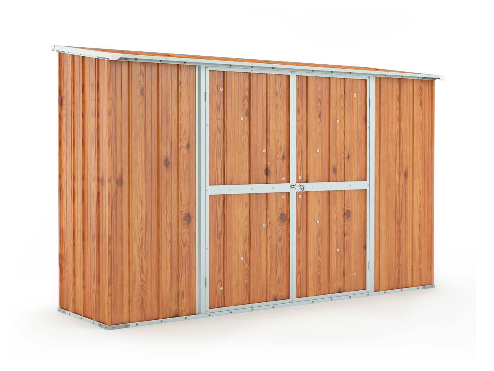 Garden Shed 3.07m x 0.79m x 1.92m Wood Finish - 3.07m x 0.79m - Steel ...