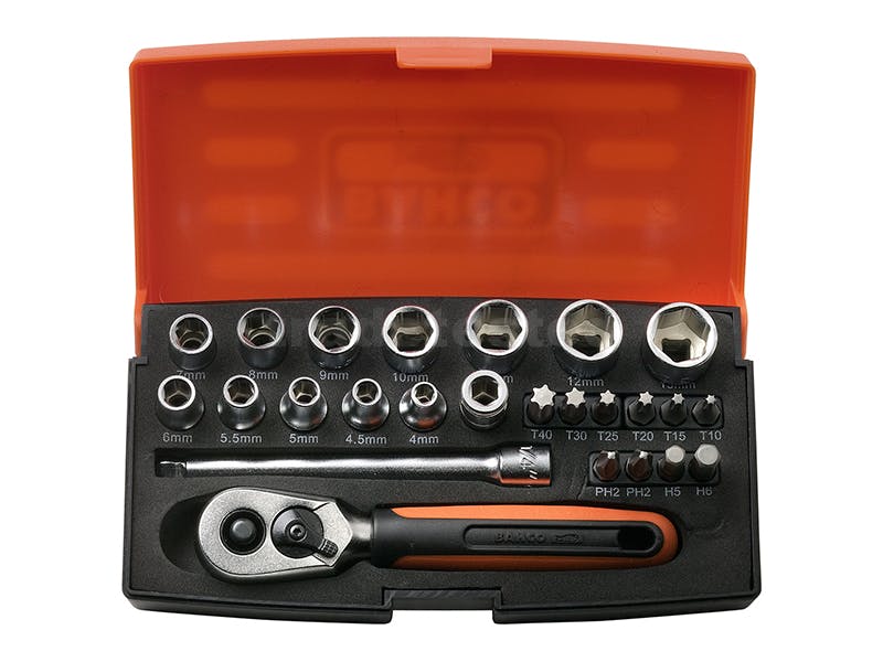Bahco 25 Piece 1/4" Drive Mini Socket Set - Sockets & Spanners - Hand ...